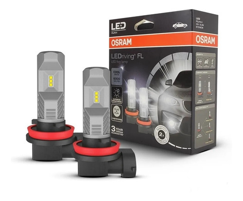 Kit Par Lâmpadas Led Osram H8 H11 H16 Ledriving Pgj19 X Sock