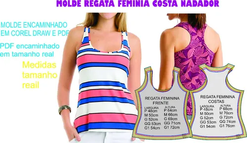 Molde Modelagem Regata Feminina Nadador Camisa Gola Careca | MercadoLivre Molde Modelagem Regata Feminina Nadador Camisa Gola Careca | MercadoLivre