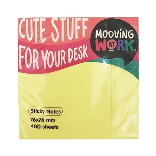Notas Adhesivas Mooving At Work X5 76x76 X 400 Hojas Color Amarillo
