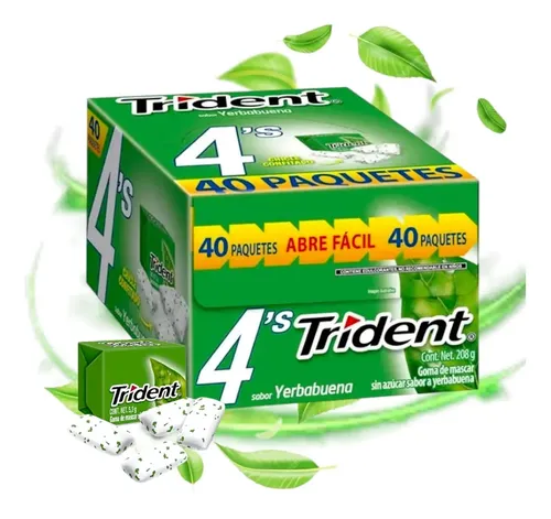 Chicle Trident 4 Pastillas Yerbabuena Adams 40 Piezas | MercadoLibre