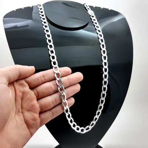 Cordão Groumet Longo Prata 925 Maciça Fecho Gaveta 70cm 10m Cordão Groumet Longo Prata 925 Maciça Fecho Gaveta 70cm 10m