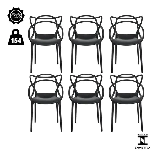 Kit 6 Cadeiras De Jantar Allegra Master Empilhável Polipropileno Sit ...