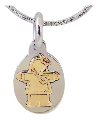 Dije Acero Quirúrgico Y Oro Oval Nena Nene Grabado + Cadena Dije Acero Quirúrgico Y Oro Oval Nena Nene Grabado + Cadena