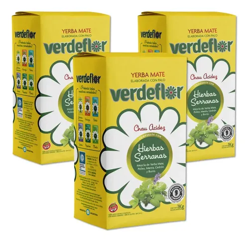 Yerba Mate Verdeflor Hierbas Serranas De 1kg X 3 Unidades | MercadoLibre