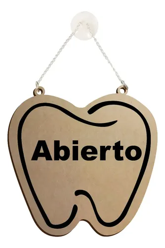 Letrero Abierto Cerrado Dentista Muela Mdf Negocio Vidrio | MercadoLibre