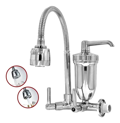 Torneira Com Filtro Gourmet Pia Cozinha De Parede Metal Inox Frete Grátis