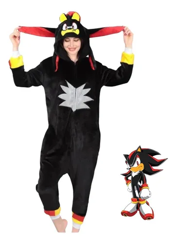 Pijama Kigurumi Mameluco Disfraz Sonic Negro Shadow Hedgehog | Envío gratis