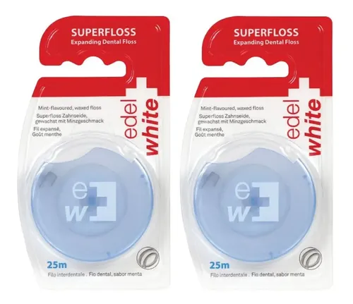 Fio Dental Superfloss Expanding Dental Floss 50m Edel White ...