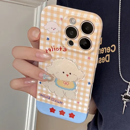 Funda Perrito 3d Amarillo Para iPhone 13/14/16/17 Pro Max Con Correa ...