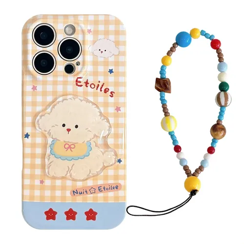 Funda Perrito 3d Amarillo Para iPhone 13/14/16/17 Pro Max Con Correa ...