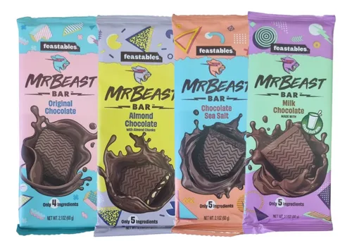 Chocolate Paquete De 4 Mr. Beast 60gr Feastables Chocolate Paquete De 4 Mr. Beast 60gr Feastables