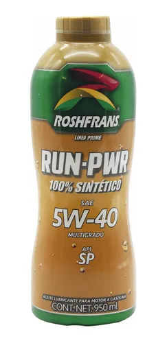 Aceite Motor 100% Sintético Roshfrans Run-pwr 5w40 950 Ml | Envío gratis Aceite Motor 100% Sintético Roshfrans Run-pwr 5w40 950 Ml | Envío gratis