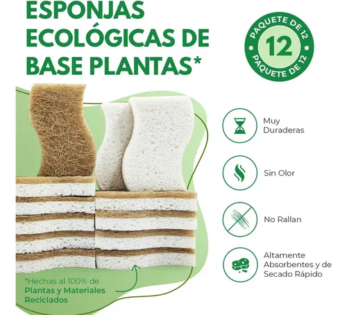 12 Esponjas Cocina Celulosa Coco Beige Sin Rayar Eco | Meses sin interés