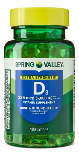 Vitamina D3 Spring Valley 5000 Ui 125 Mcg 100 Softgels Sabor Sin Sabor ...