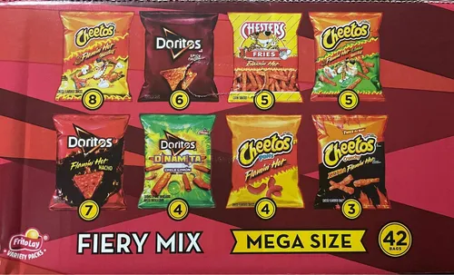 Fritolay Fiery Mix Doritos Cheetos Flamin 42 Piezas 1 1kg Envío Gratis