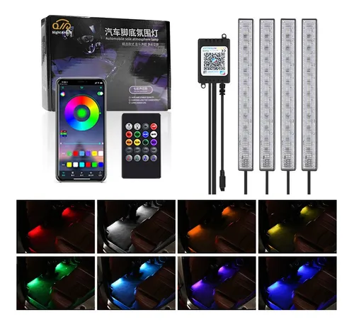 Luz Tira De Atmosfera Rgb Sem Fio Led Para Interior Do Carro ... Luz Tira De Atmosfera Rgb Sem Fio Led Para Interior Do Carro ...