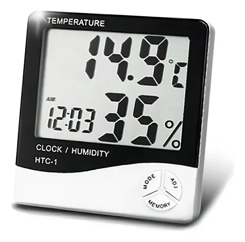 Termo Higrômetro Medidor Sensor Temperatura Umidade Relógio ...