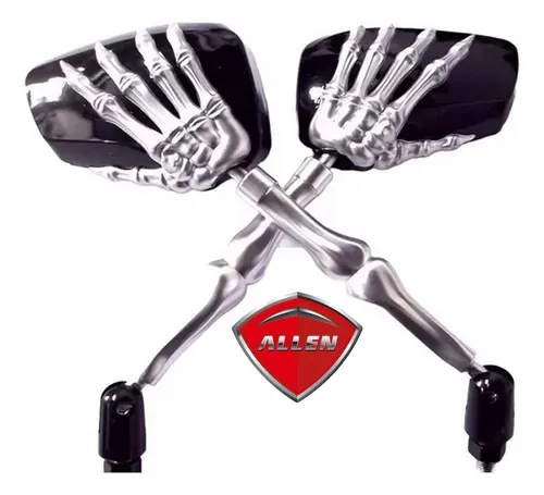 Espelho Retrovisor Custom Para Moto Trike Caveira Skull Parcelamento