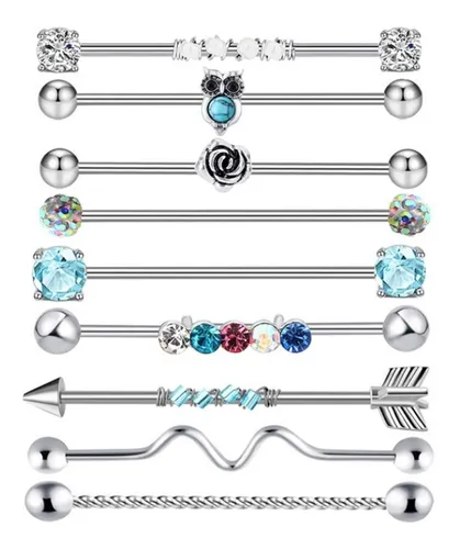 Barra Industrial Piercing Cartilago Set 9 Piezas Acero Inox | Envío gratis Barra Industrial Piercing Cartilago Set 9 Piezas Acero Inox | Envío gratis