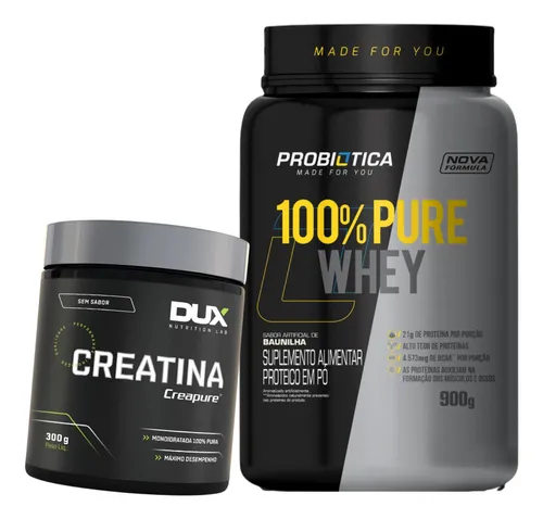 100 Pure Whey 900g Probiótica Protein Creatina Creapure Frete Grátis