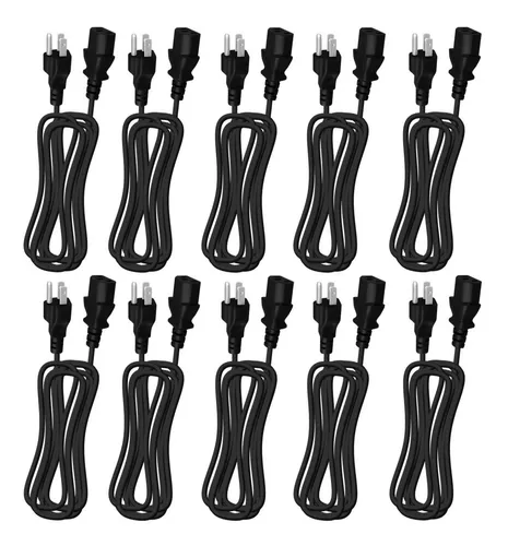 10pz Cable Trifasico De Corriente Pc Cpu 1.8 Alimentacion 10pz Cable Trifasico De Corriente Pc Cpu 1.8 Alimentacion