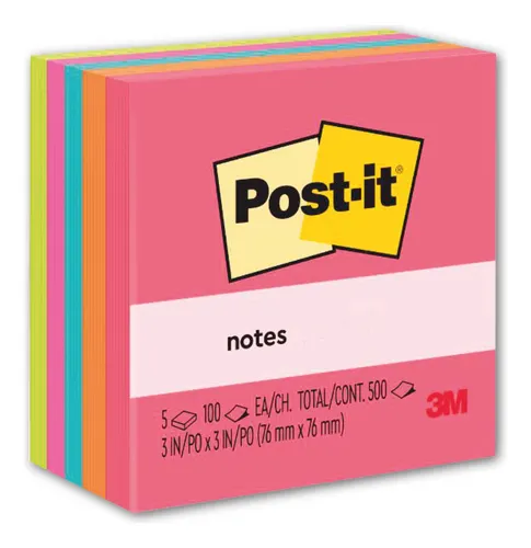 Notas Adhesivas Post It 3x3 De 5 Colores Neon 654 5pk Xund Cuotas