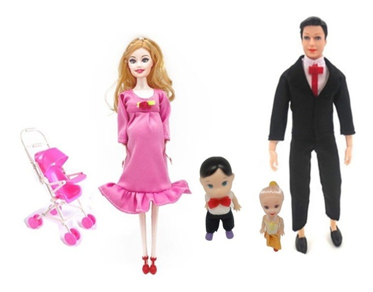 Boneca Barbie Grávida E Família Carrinho E Papai Mamãe Filho Mercado Livre