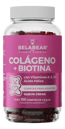 Belabear Colageno + Biotina 100 Gomitas Sabor Fresa Belabear Colageno + Biotina 100 Gomitas Sabor Fresa