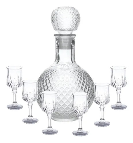 Garrafa Licoreira 1l Diamante Com 6 Taças 53ml Classic Licor ... Garrafa Licoreira 1l Diamante Com 6 Taças 53ml Classic Licor ...