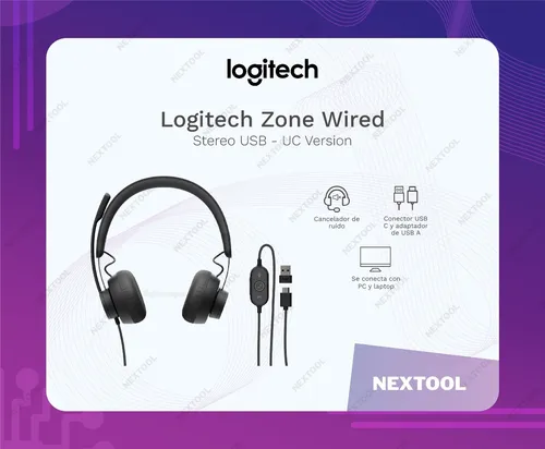 Audífono Logitech Zone Wired, Stereo Usb - Uc Version | Envío gratis