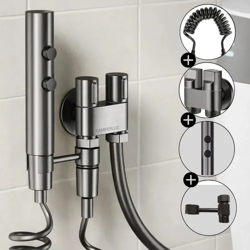 Ducha Kit Higiênica Duas Saídas De 1/2 em aço inox mangueira e ...