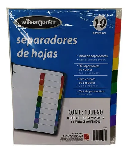 Separador Para Carpeta Acco Wilson Jones 1 Al 10 Sin N | MercadoLibre Separador Para Carpeta Acco Wilson Jones 1 Al 10 Sin N | MercadoLibre