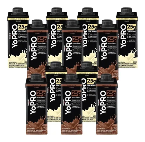 Yopro Danone 250ml 25g Whey - 12 Unid Baunilha E Chocolate | Frete grátis Yopro Danone 250ml 25g Whey - 12 Unid Baunilha E Chocolate | Frete grátis