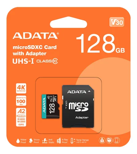 Memoria Micro Sd Adata 128gb Clase 10, U3, V30, A2, 3d, 4k Memoria Micro Sd Adata 128gb Clase 10, U3, V30, A2, 3d, 4k