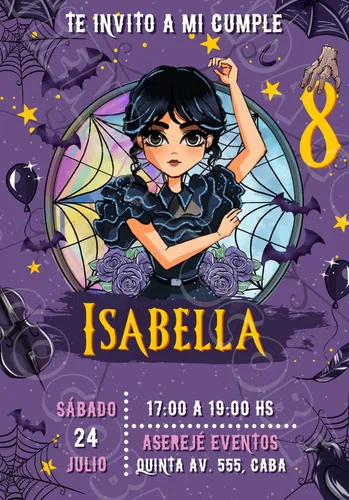 Invitacion Digital Cumpleaños Merlina Wednesday Addams en venta en ... Invitacion Digital Cumpleaños Merlina Wednesday Addams en venta en ...