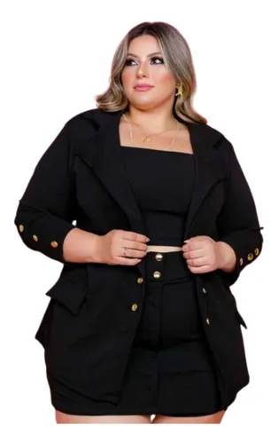 Blazer Plus Size Feminino Tamanho Grandes 46 54 Envio Rápido Frete Grátis