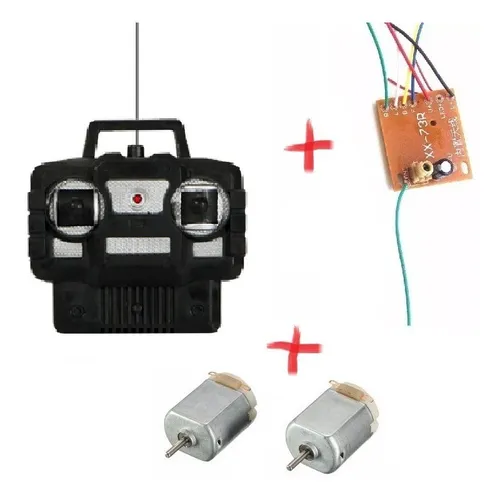 Kit Controle + Receptor 27mhz 4-canais + 2x Motor 5v L Kit Controle + Receptor 27mhz 4-canais + 2x Motor 5v L