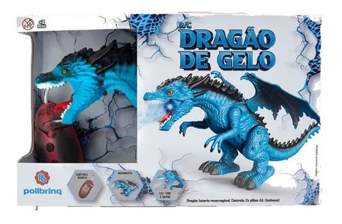 Brinquedo Dragão De Gelo Azul Controle Remoto Polibrinq Parcelamento