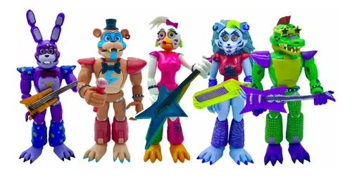 Set 5 Figuras Five Nights At Freddy Glam Rock Monty Roxxane | Envío gratis