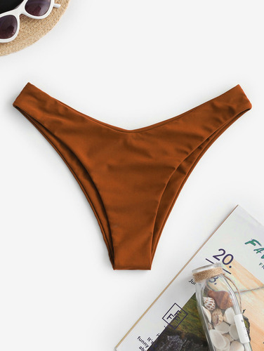 Parte Inferior De Bikini Lisa De Pierna Alta Zaful Solid Sex Meses