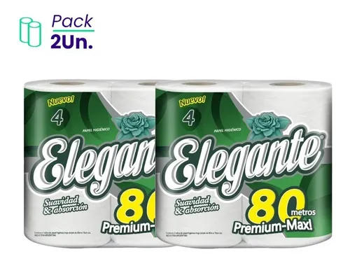 Pack 2u Papel Higienico Hoja Simple Premium 80m X 4 Elegante Mercadolibre