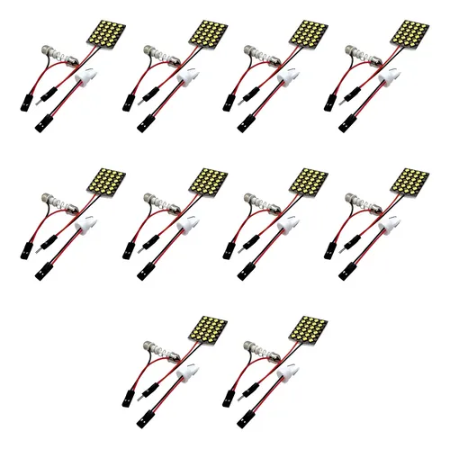10x Placa Super Led Carro 12v 5w 24 Leds Teto Porta Malas T10 Torpedo ...