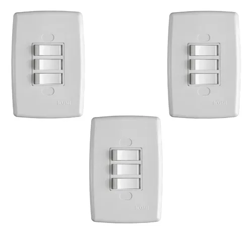 Interruptor Triplo Simples 3 Teclas Slim Ilumi Safira 3 Uni ... Interruptor Triplo Simples 3 Teclas Slim Ilumi Safira 3 Uni ...