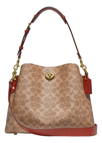 Shoulder Bag Coach Coated Canvas Signature Willow B4 Tan Mercadolibre