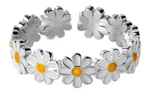 Anillo Margarita Flor Joyería Fina Ajustable Flor Blanco | Cuotas sin ...