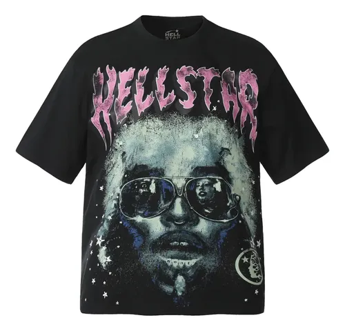 Camiseta Negra Hellstar Oversized Street Fashion Para Hombre | MercadoLibre