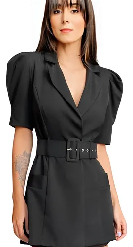 Macaquinho Estilo Blazer Em Crepe Alfaiataria Com Elastano | Frete grátis Macaquinho Estilo Blazer Em Crepe Alfaiataria Com Elastano | Frete grátis