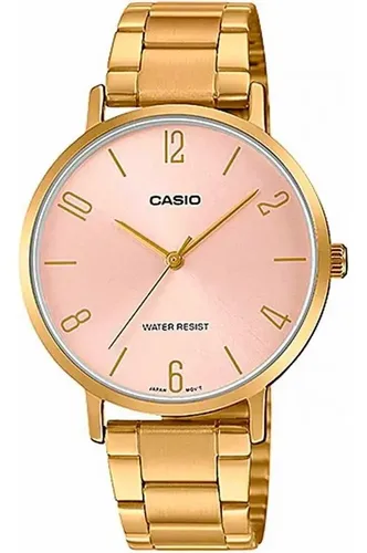 Reloj Casio Para Mujer de Acero Inoxidable Dorado Con Fondo Rosado ...