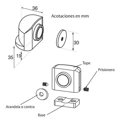 Calço de porta Phillips Tope Magenetico 1059 negro mate para puerta de ...