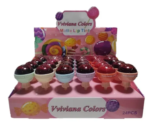 Caja 24 Tintas Para Labios Forma De Paleta Circular Mayoreo Meses Sin